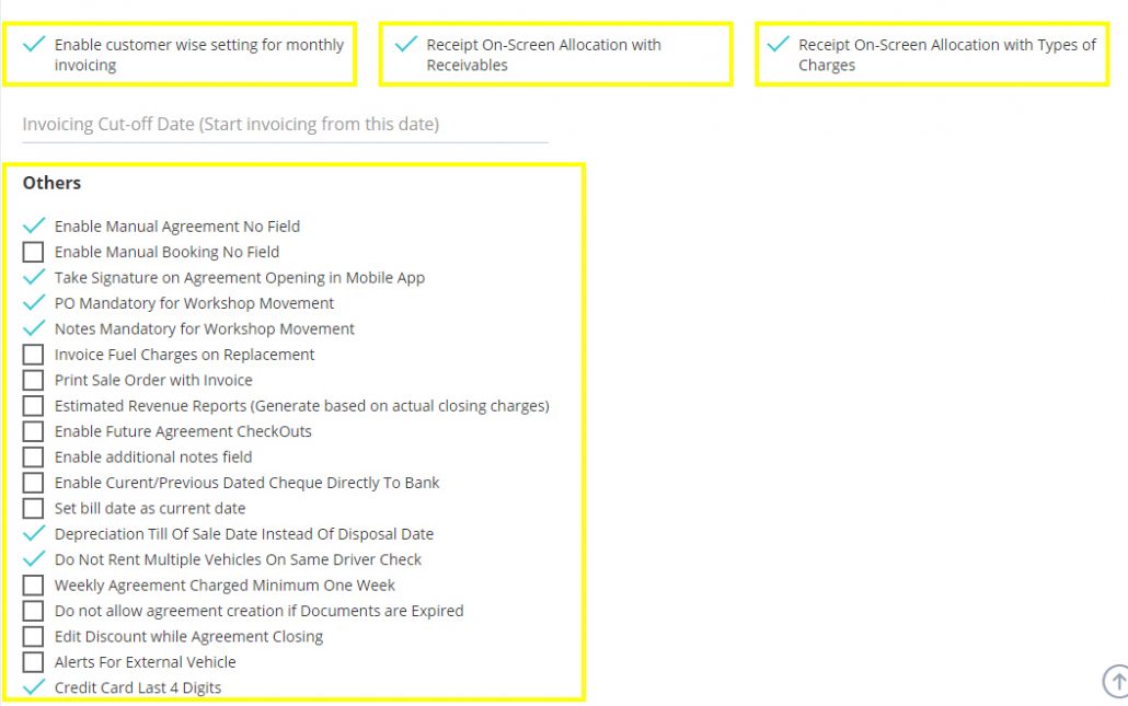 Rental Extras Settings | Speed Auto Systems