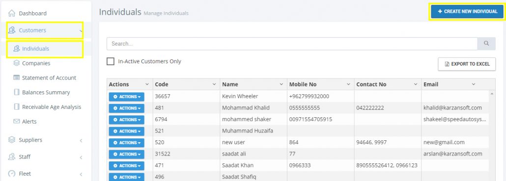 Billing Settings of Individual Customer Account | Speed Auto Systems