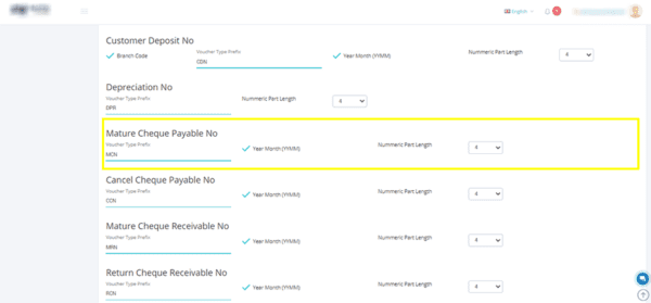 How to define Mature Cheque Payable Number | Speed Auto Systems