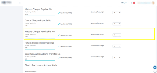 How to define Mature Cheque Receivable Number | Speed Auto Systems